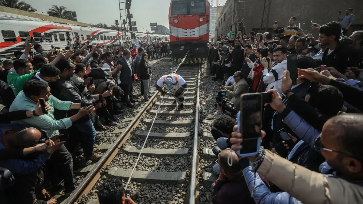 Egyptian strongman breaks train-pulling world record while fasting ...